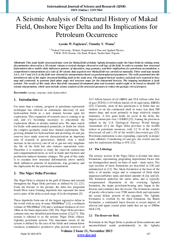 (PDF) A Seismic Analysis of Structural History of Makad Field, Onshore ...