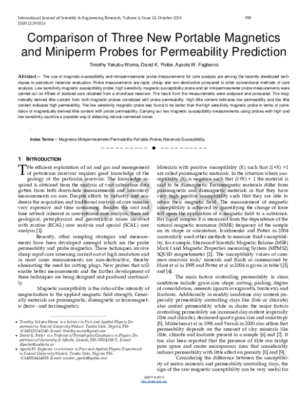 (PDF) Comparison of Three New Portable Magnetics and Miniperm Probes for Permeability Prediction