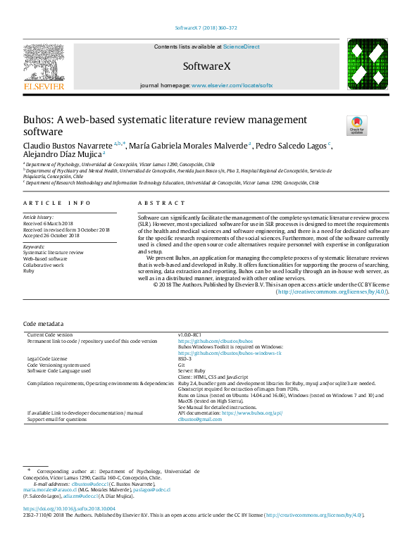 (PDF) Buhos: A web-based systematic literature review management software