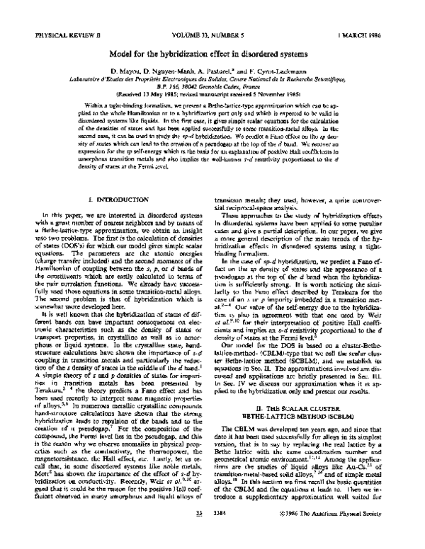 (PDF) Model for the hybridization effect in disordered systems