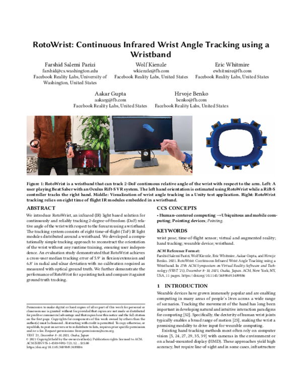 (PDF) RotoWrist: Continuous Infrared Wrist Angle Tracking using a Wristband
