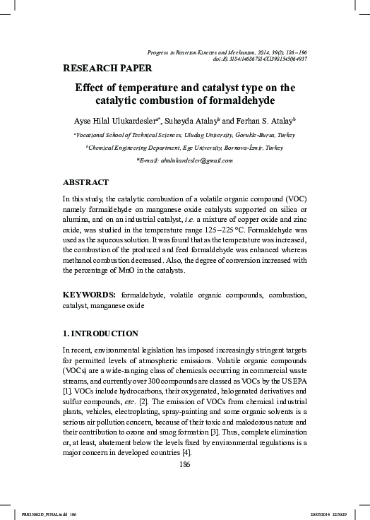 (PDF) Effect of temperature and catalyst type on the catalytic ...