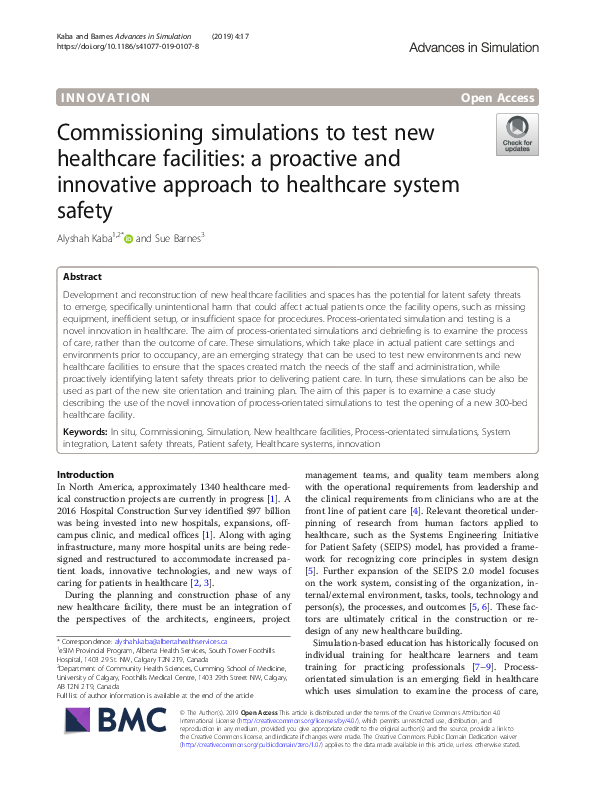 (PDF) Commissioning simulations to test new healthcare facilities: a ...