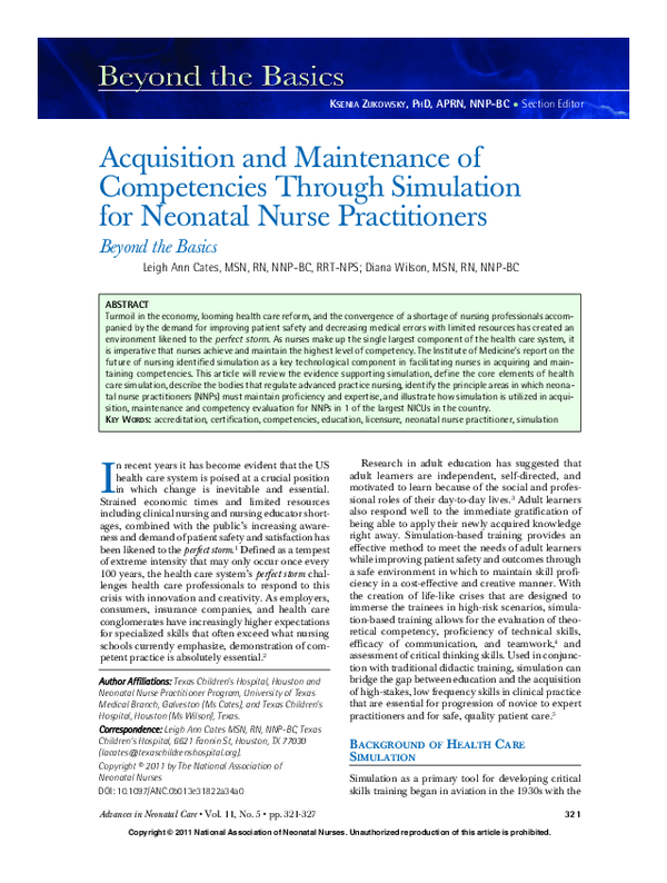 (PDF) Acquisition and Maintenance of Competencies Through Simulation ...
