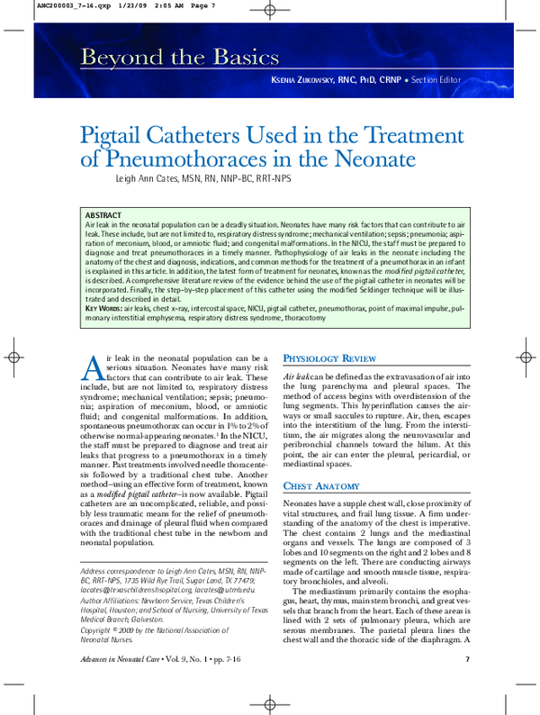 (PDF) Pigtail Catheters Used in the Treatment of Pneumothoraces in the ...