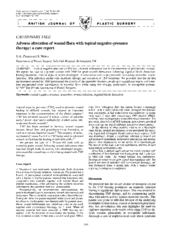 (PDF) Adverse alteration of wound flora with topical negative-pressure ...