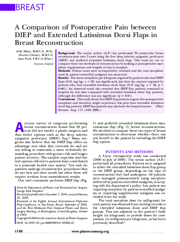 (PDF) A comparison of postoperative pain between DIEP and extended ...