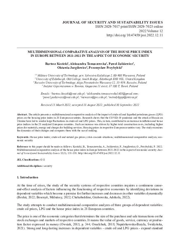 (PDF) Multidimensional Comparative Analysis of the House Price Index in ...