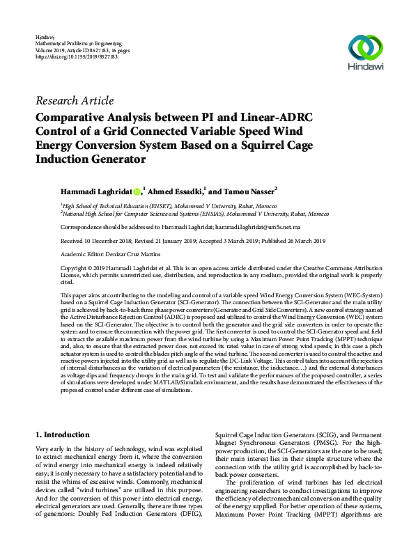 Pdf Comparative Analysis Between Pi And Linear Adrc Control Of A Grid Connected Variable Speed