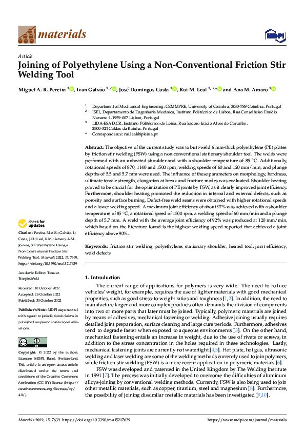(PDF) Joining of Polyethylene Using a Non-Conventional Friction Stir ...