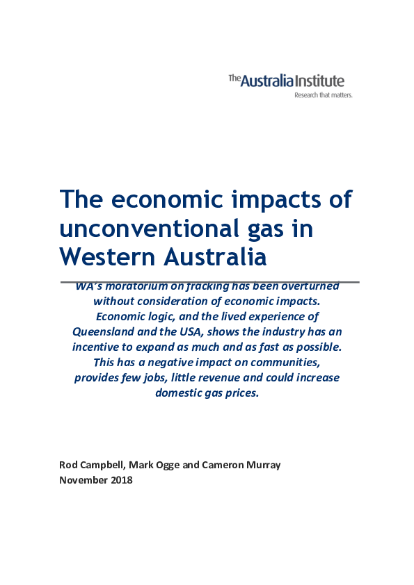(PDF) The economic impacts of unconventional gas in Western Australia