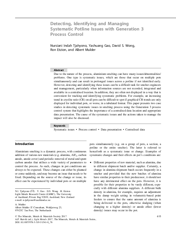 (PDF) Detecting, Identifying and Managing Systematic Potline Issues ...