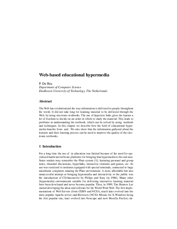 (PDF) Adaptive Web-Based Educational Hypermedia