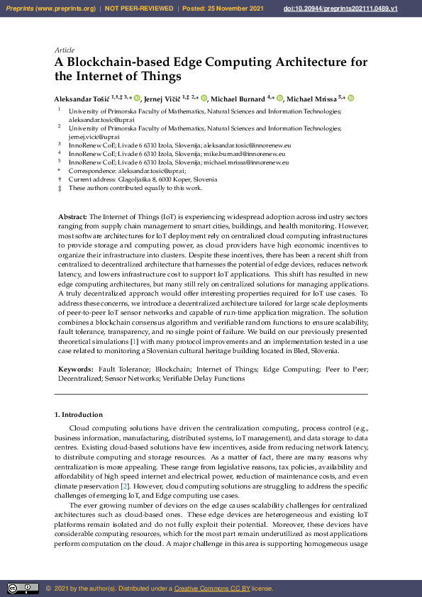 Pdf A Blockchain Based Edge Computing Architecture For The Internet 0998