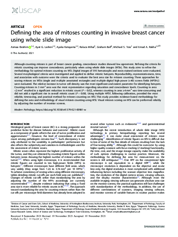 (PDF) Defining the area of mitoses counting in invasive breast cancer ...