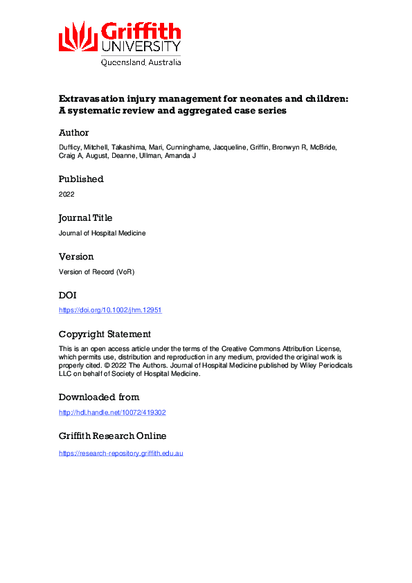 (PDF) Extravasation injury management for neonates and children: A ...