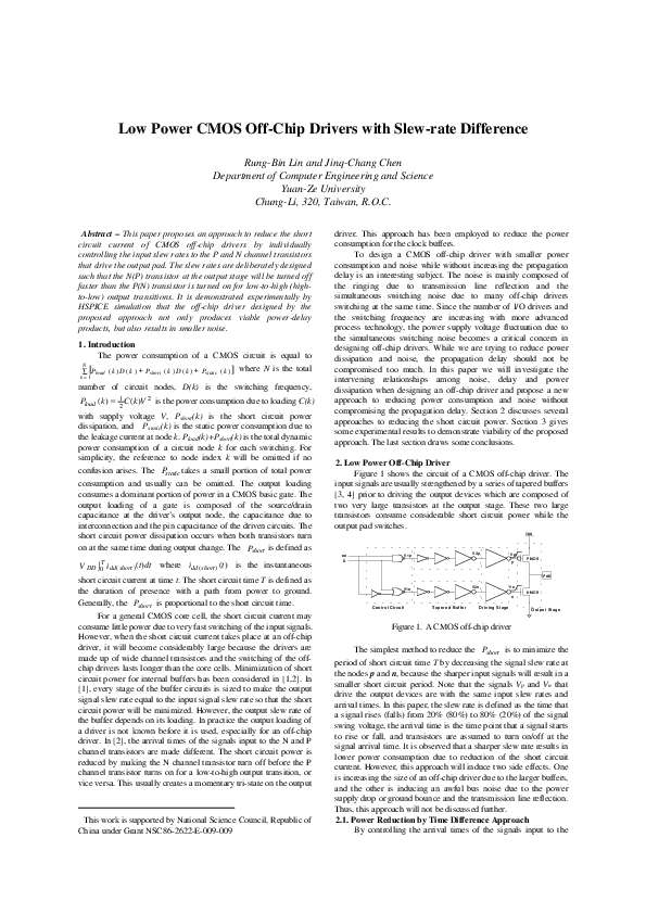 (PDF) Low power CMOS off-chip drivers with slew-rate difference