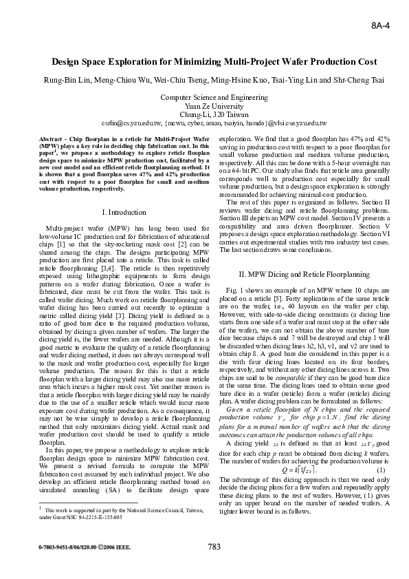 (PDF) Design space exploration for minimizing multi-project wafer production cost