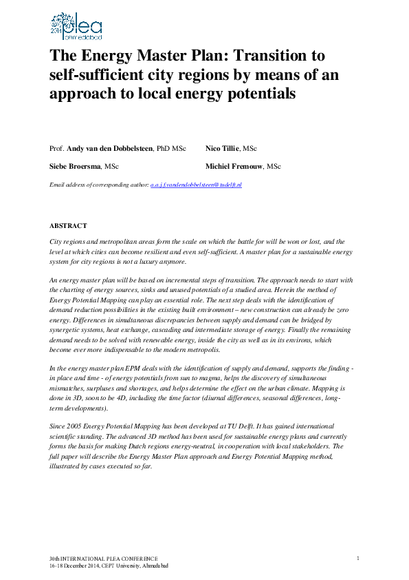 (PDF) The Energy Master Plan: Transition to self-sufficient city ...