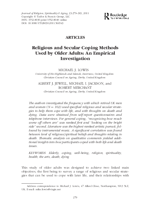 (PDF) Religious and Secular Coping Methods Used by Older Adults: An Empirical Investigation