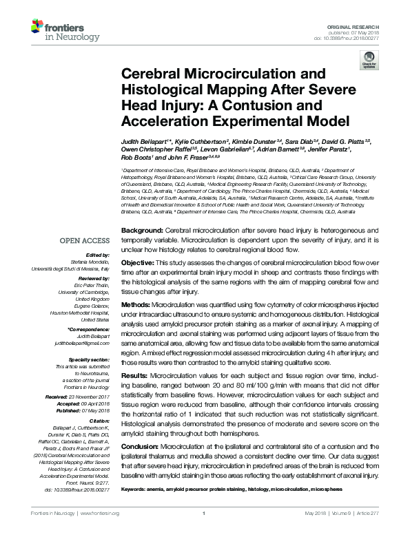 Pdf Cerebral Microcirculation And Histological Mapping After Severe