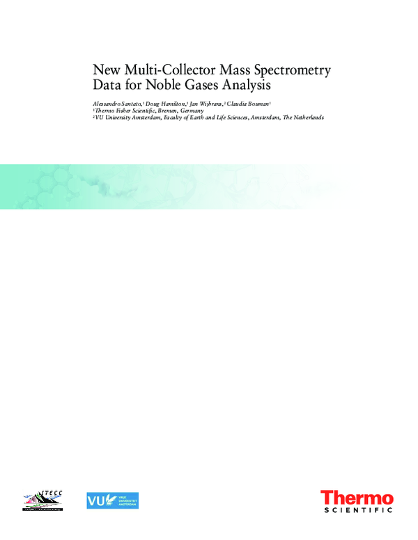 (PDF) New Multi-Collector Mass Spectrometry Data for Noble Gases Analysis