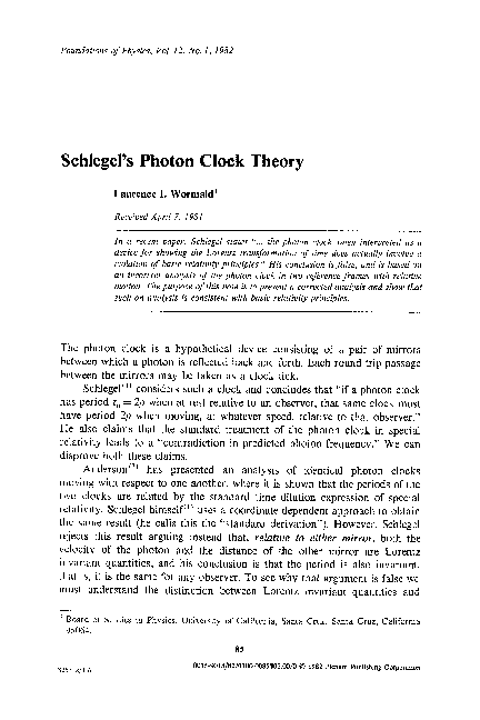 (PDF) Schlegel's photon clock theory