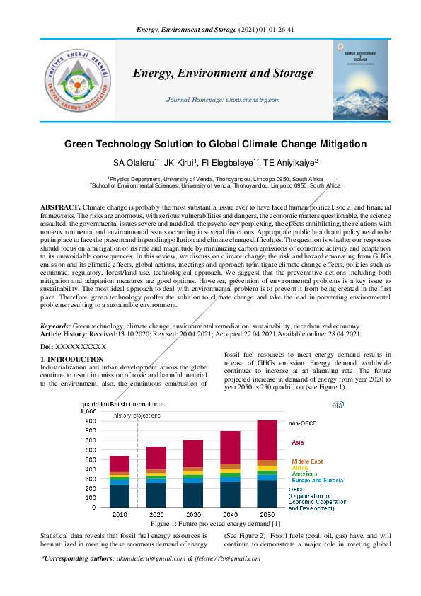 (PDF) Green Technology Solution to Global Climate Change Mitigation