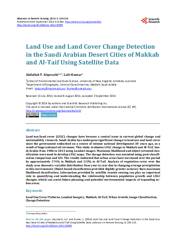 (PDF) Land Use and Land Cover Change Detection in the Saudi Arabian ...