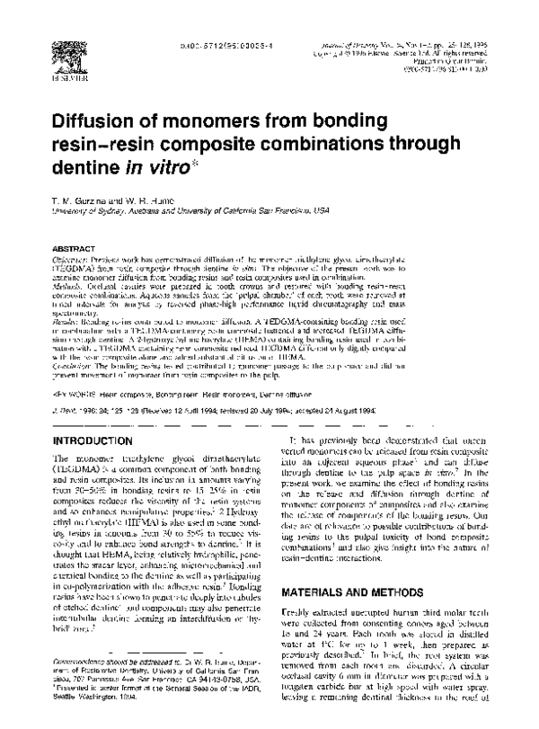 (PDF) Diffusion of monomers from bonding resin-resin composite ...
