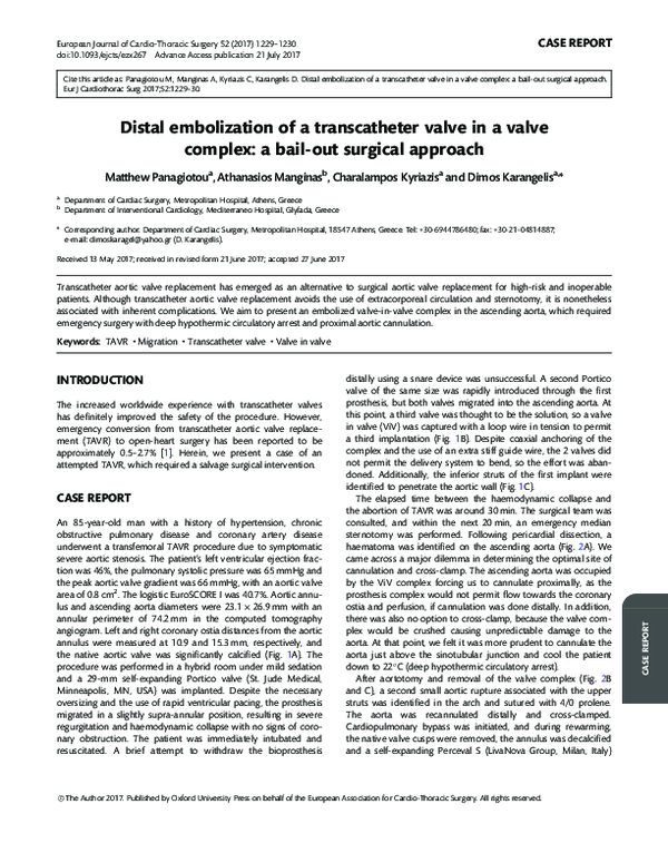 (PDF) Distal embolization of a transcatheter valve in a valve complex ...