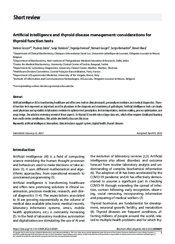(PDF) Artificial intelligence and thyroid disease management