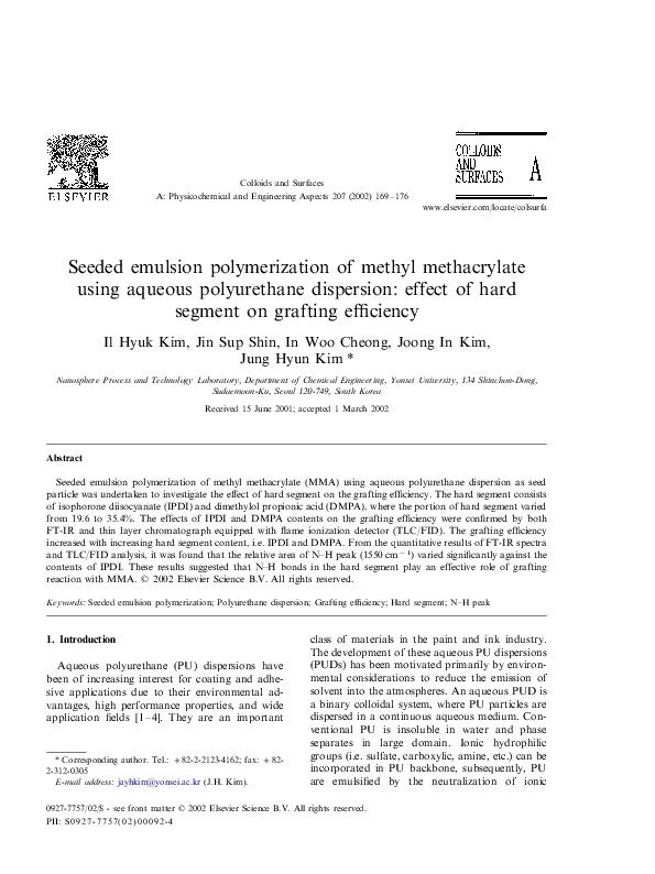 (PDF) Seeded emulsion polymerization of methyl methacrylate using ...