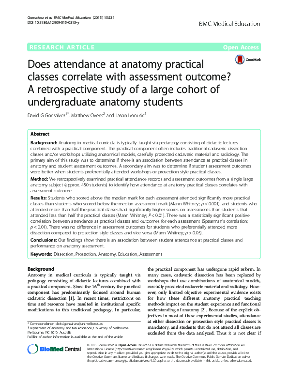 (PDF) Does attendance at anatomy practical classes correlate with ...