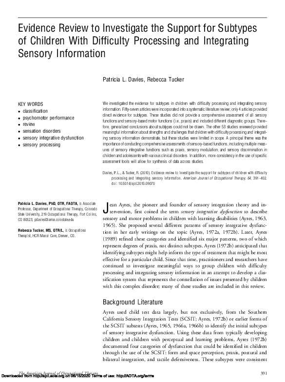(PDF) Evidence Review to Investigate the Support for Subtypes of ...