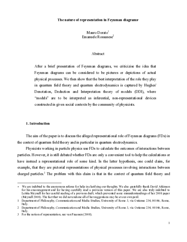 (PDF) The Nature of Representation in Feynman Diagrams