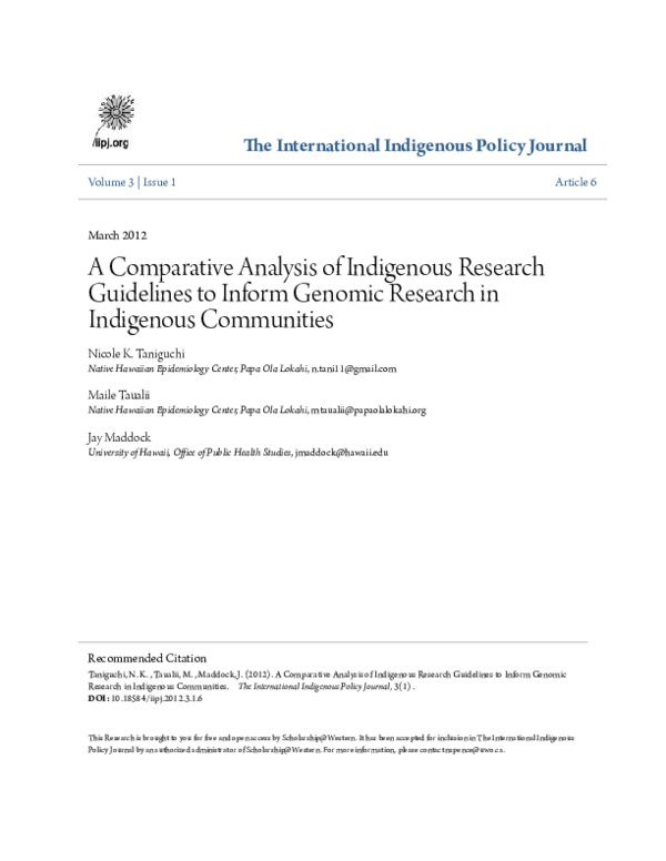 (PDF) A Comparative Analysis of Indigenous Research Guidelines to ...