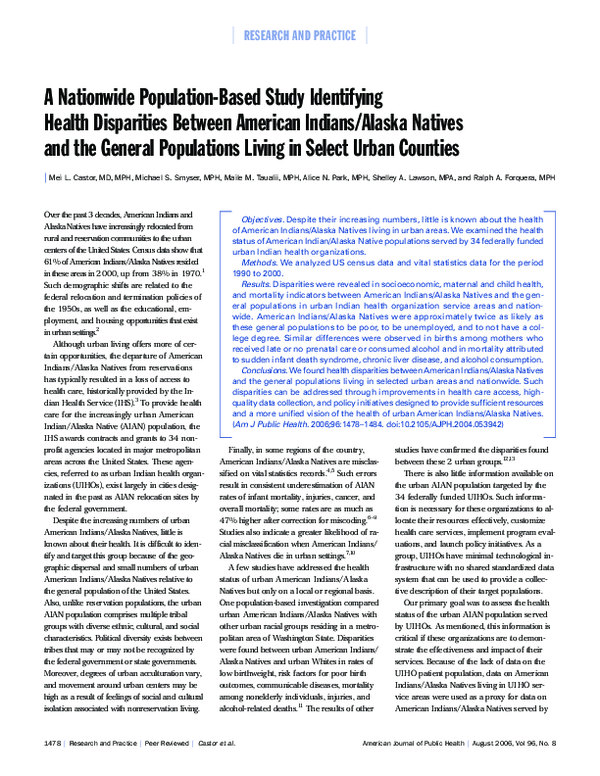 (PDF) A Nationwide Population-Based Study Identifying Health Disparities Between American ...