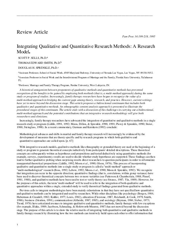 (PDF) Integrating Qualitative and Quantitative Research Methods: A Research Model