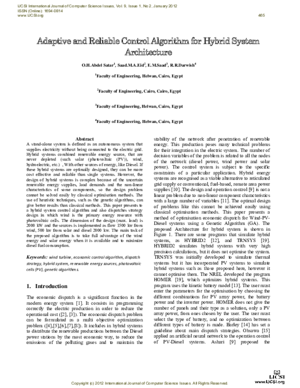 (PDF) Adaptive and Reliable Control Algorithm for Hybrid System Architecture