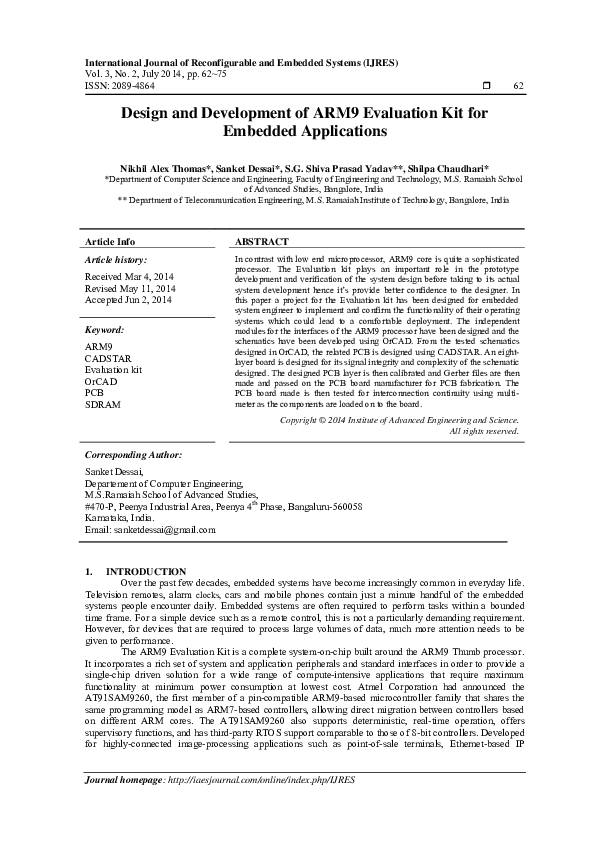 (PDF) Design and Development of ARM9 Evaluation Kit for Embedded Applications