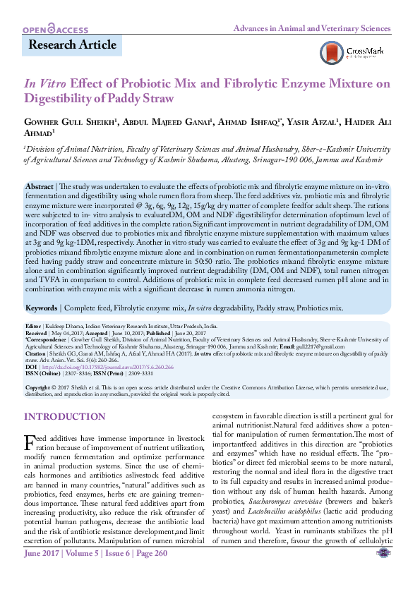 (PDF) In Vitro Effect of Probiotic Mix and Fibrolytic Enzyme Mixture on ...