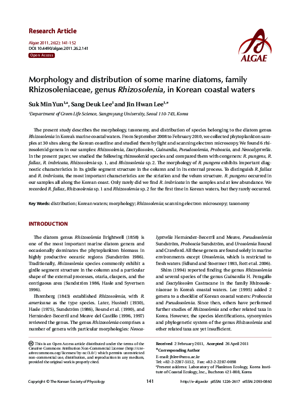 (PDF) Morphology and distribution of some marine diatoms, family ...