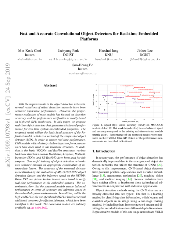 Pdf Fast And Accurate Convolutional Object Detectors For Real Time Embedded Platforms Jin Ho
