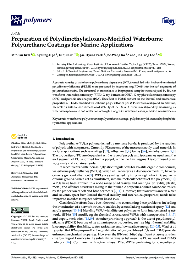 Preparation of Polydimethylsiloxane-Modified Waterborne Polyurethane ...