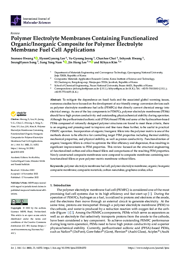(PDF) Polymer Electrolyte Membranes Containing Functionalized Organic/Inorganic Composite for ...