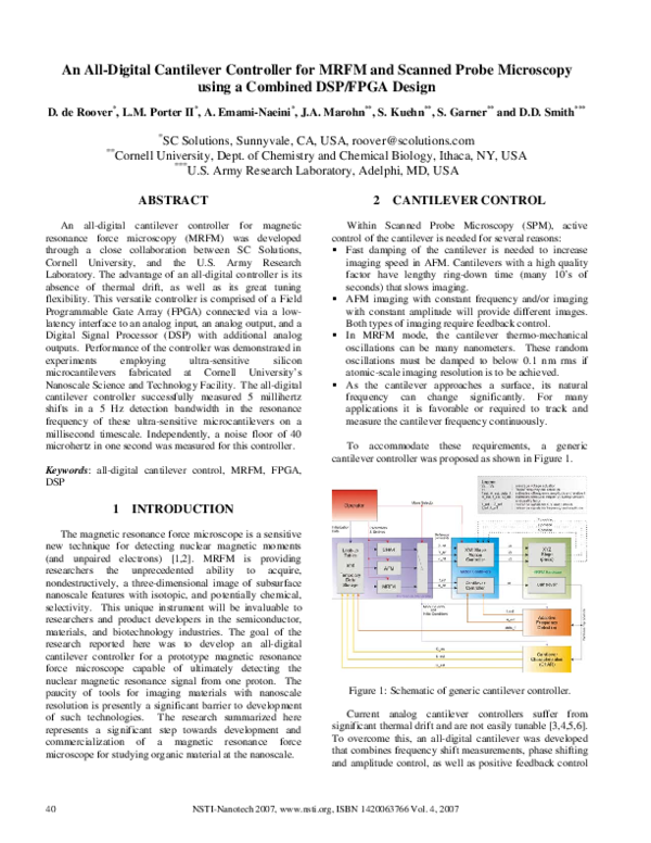 (PDF) An All-Digital Cantilever Controller for MRFM and Scanned Probe Microscopy Using a ...