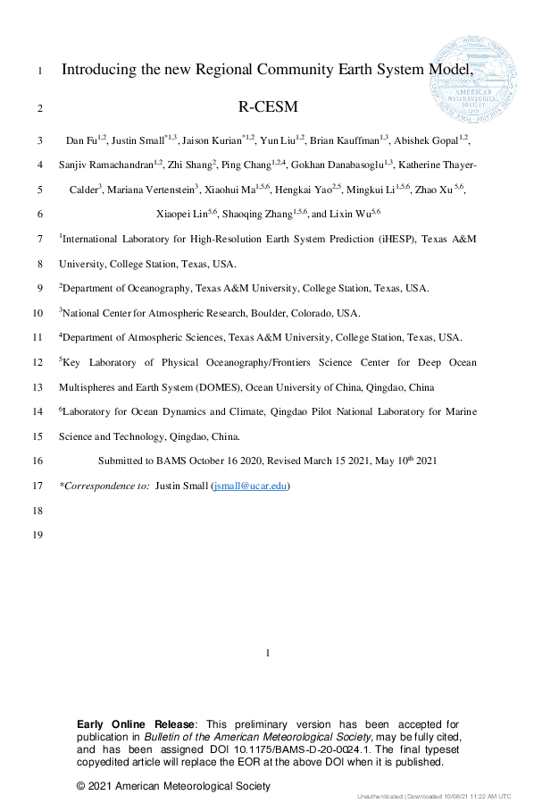 (PDF) Introducing the new Regional Community Earth System Model, R-CESM