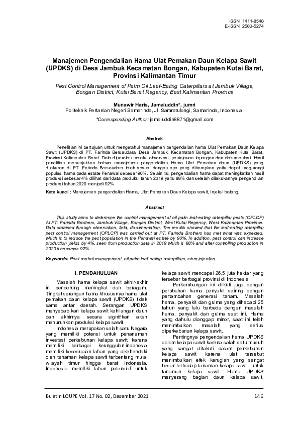 (PDF) Manajemen Pengendalian Hama Ulat Pemakan Daun Kelapa Sawit (UPDKS ...