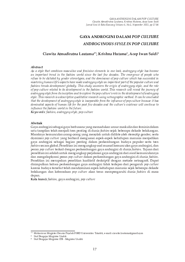 (PDF) Gaya Androgini Dalam Pop Culture